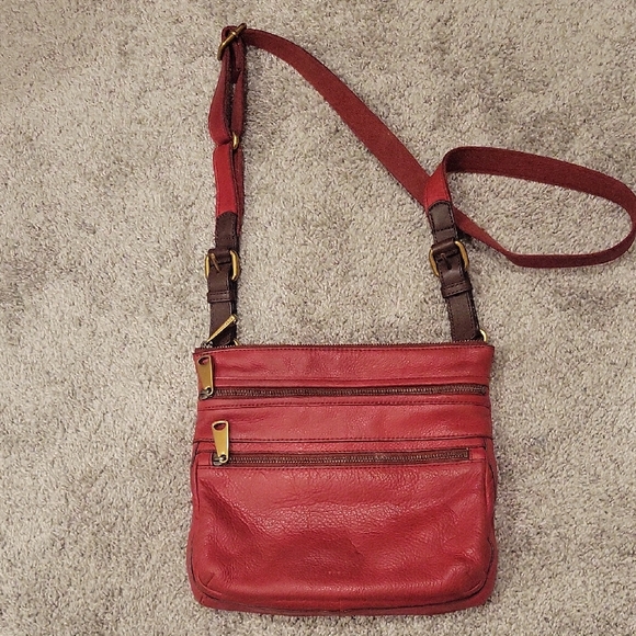 Fossil | Bags | Fossil Explorer Red Leather Crossbody Purse | Poshmark